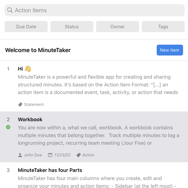 MinuteTaker - Structured Meeting Minutes and Notes for iPhone and iPad
