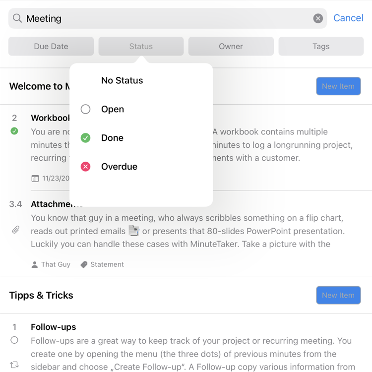 MinuteTaker - Structured Meeting Minutes and Notes for iPhone and iPad